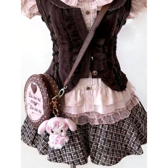 Sweet Vintage-Style Short Skirt Camisole Four-Piece Set – Soft Jam