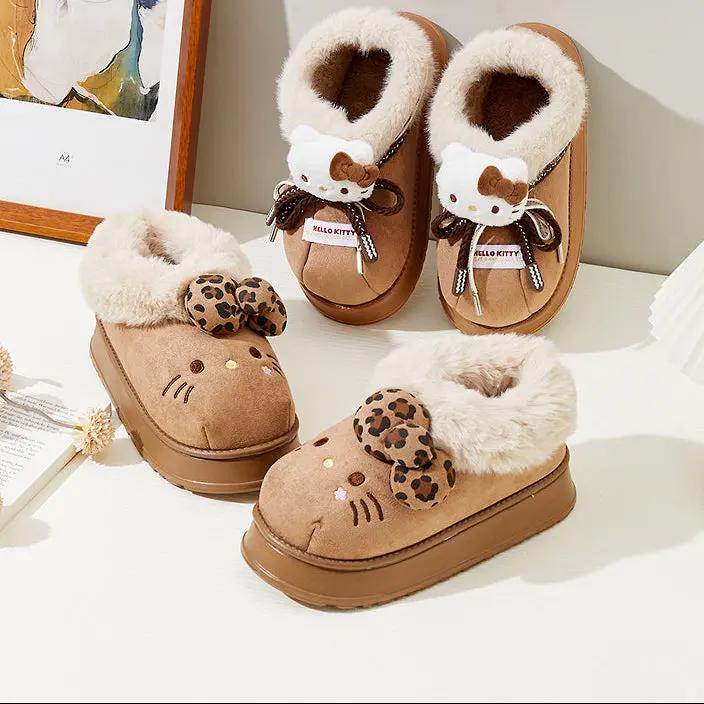 Hello Kitty–Style Platform Plush Slippers｜Soft Jam